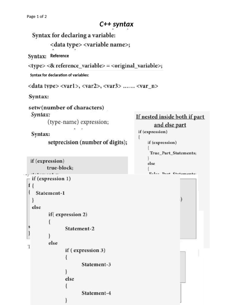 C++ Syntax | PDF