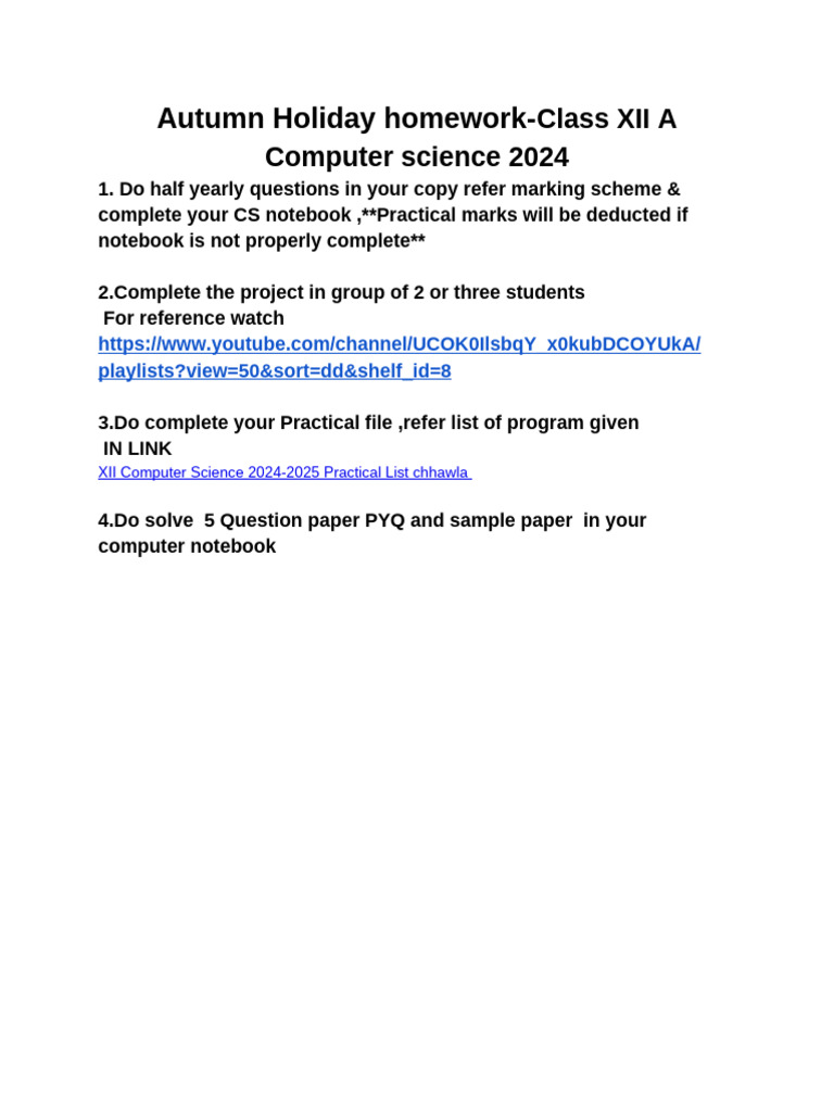 Class XII A Computer Science Homework | PDF