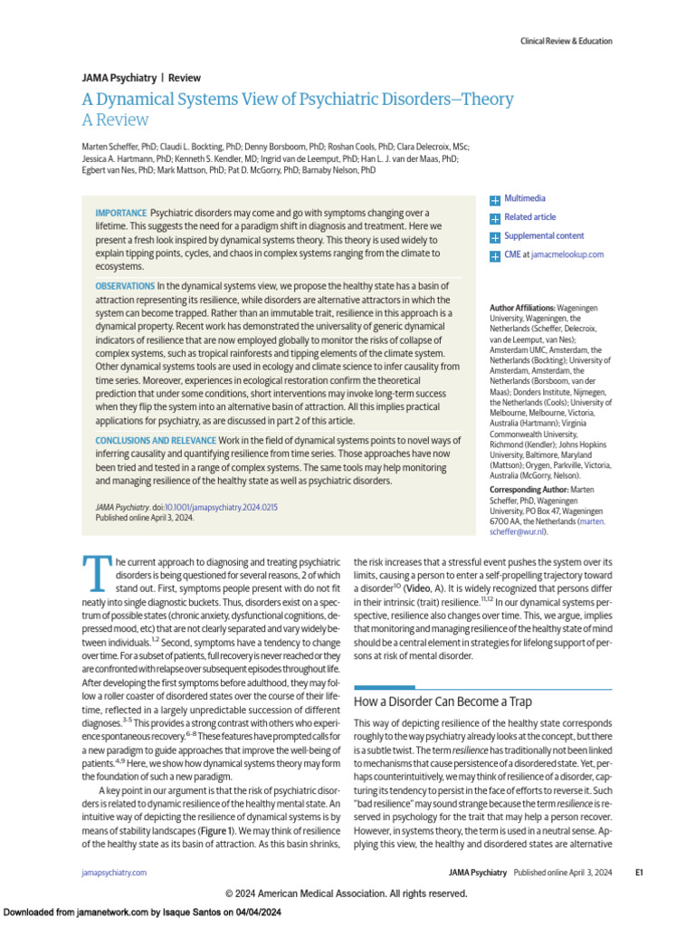 (2024) A Dynamical Systems View of Psychiatric Disorders-Theory A ...
