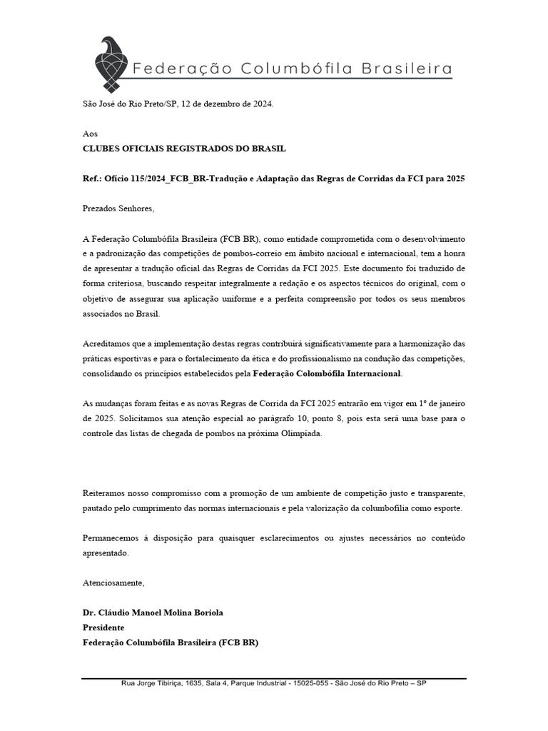 Oficio-1152024 FCB BR 12122024-1 | PDF | Tempo