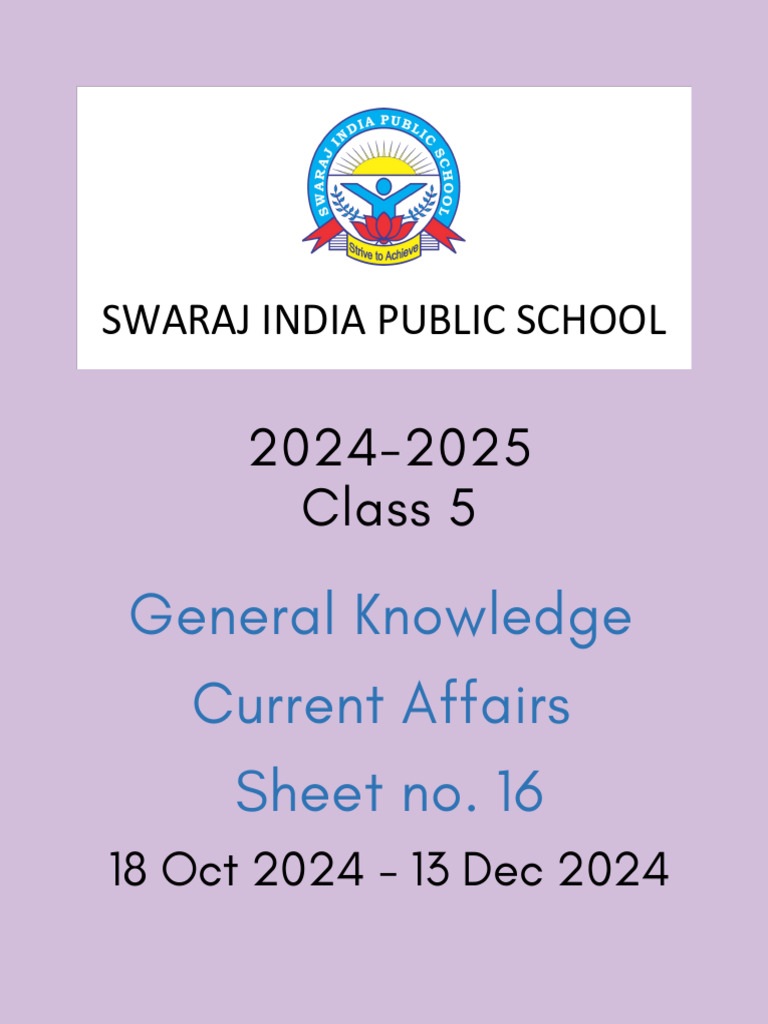 Current Affairs Class 5 Phase 6 | PDF