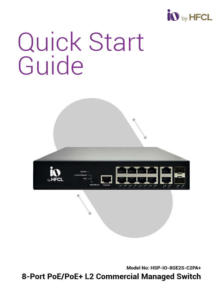 Quick Start Guide 8 Port l2 Commercial Switch HSP Io 8ge2s C2pa + PDF 1733378323 22 | PDF ...