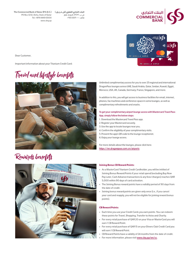 CBQ Titanium Credit Card Benefits Guide | PDF | Credit Card | Fee