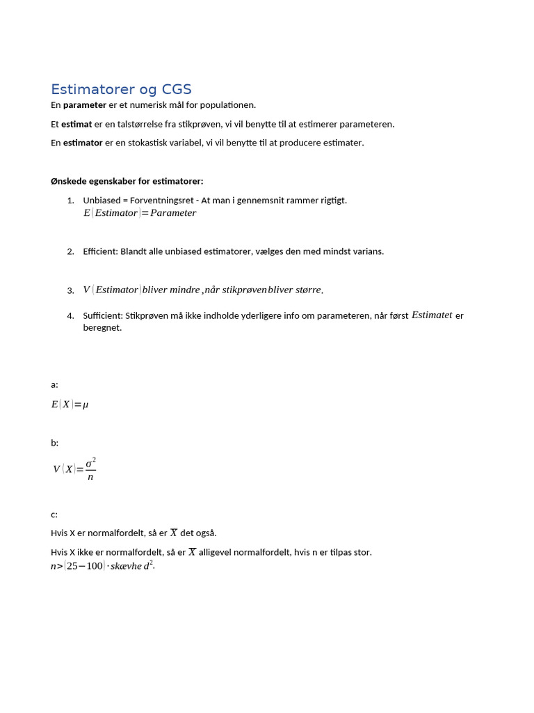 Estimatorer Og CGS | PDF