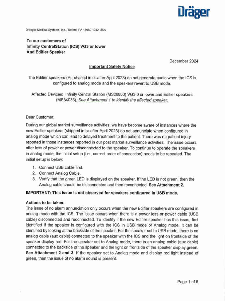 TSB-08 Field Safety Notice - EN (v2) - Signed | PDF | Usb | Computing