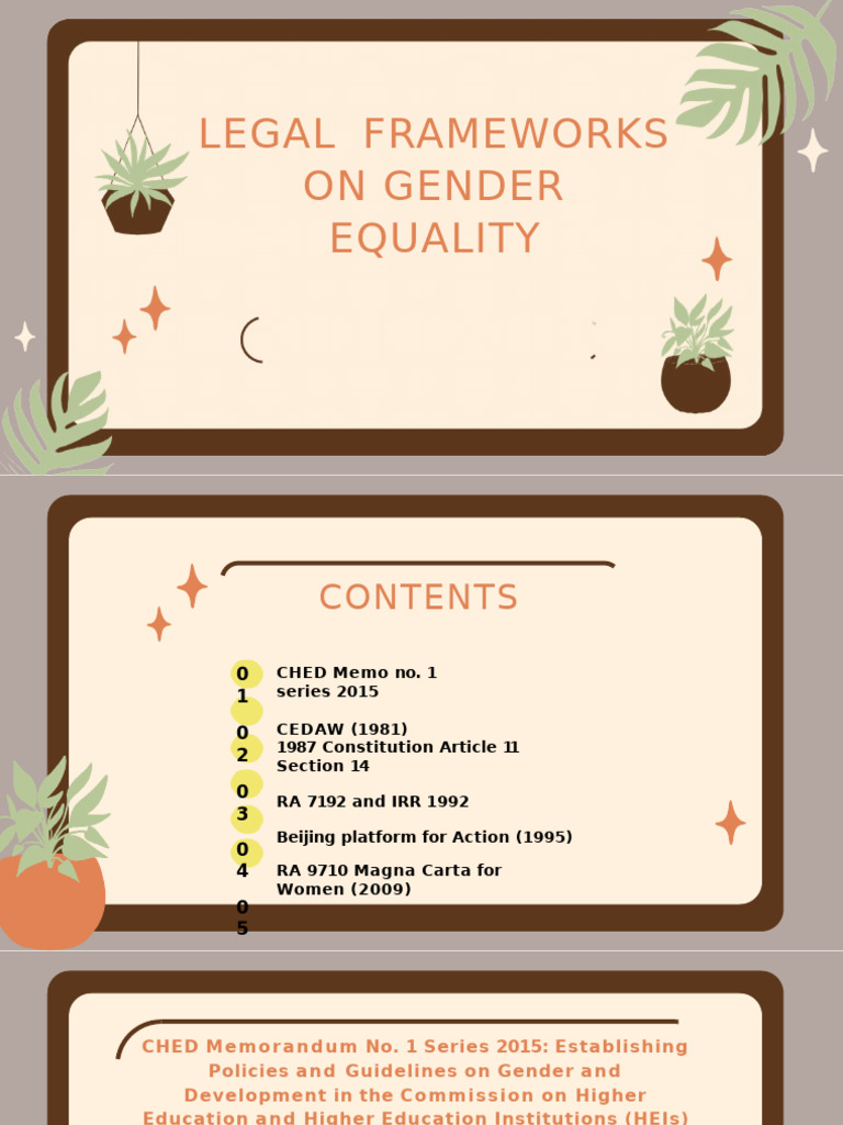 Gender Equality Legal Frameworks in PH | PDF | Discrimination ...