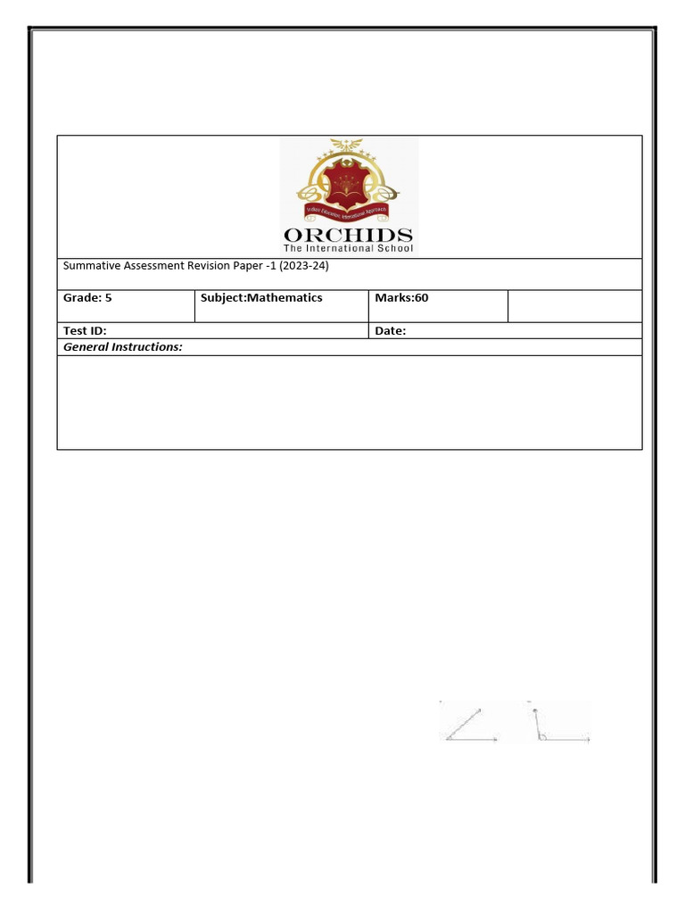 Grade 5th Math Set1 Question Paper | PDF | Angle | Classical Geometry