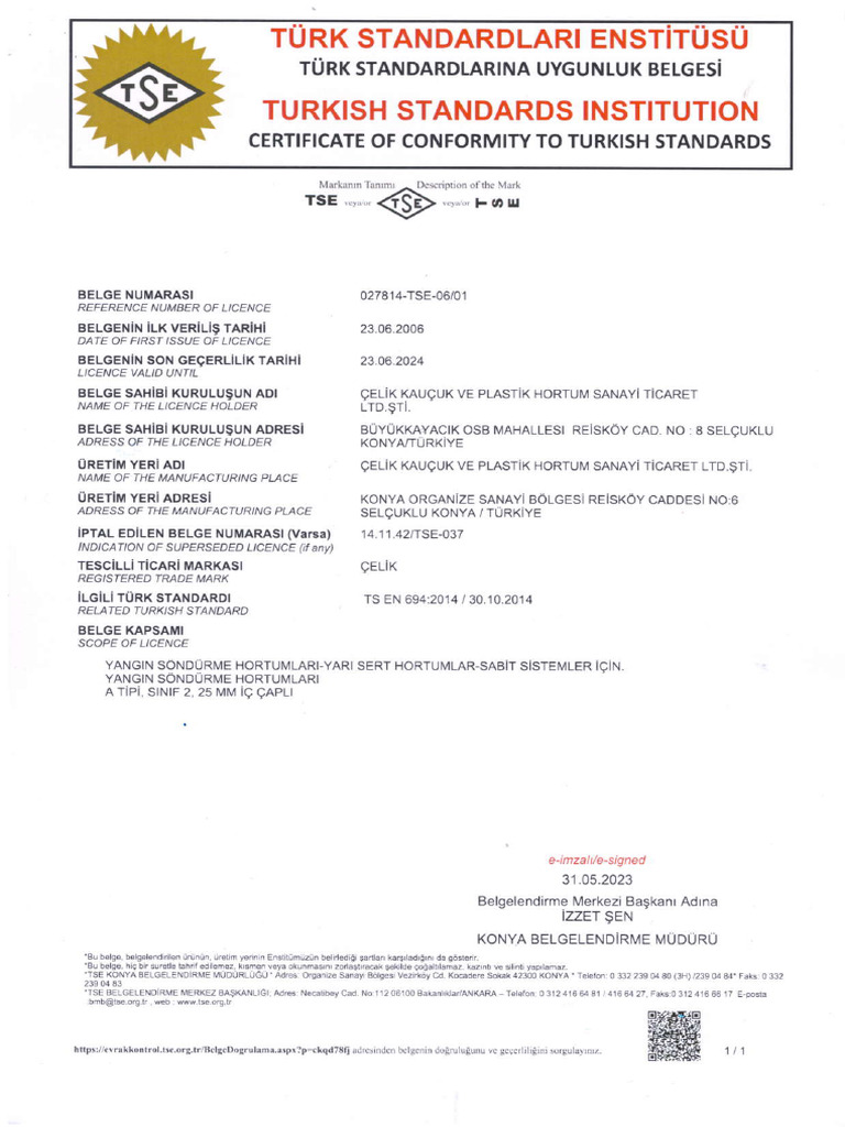 Ts en 694 2014-Yangin Söndürme Hortumlari (23.06.2024) | PDF