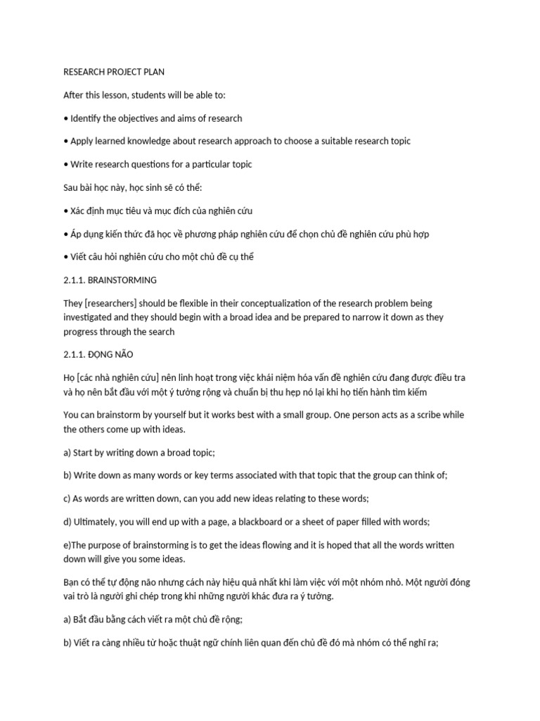 RESEARCH PROJECT PLAN | PDF