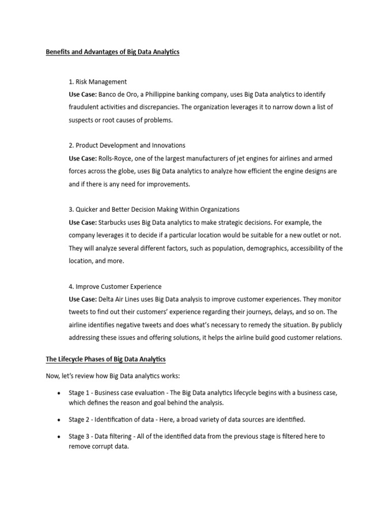 Big Data Analytics: Benefits & Use Cases | PDF | Analytics | File System