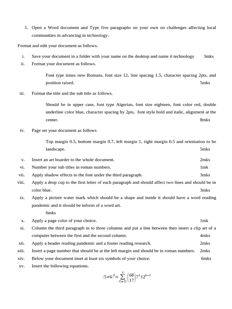 word exam 3 | PDF | Paragraph | Microsoft Word