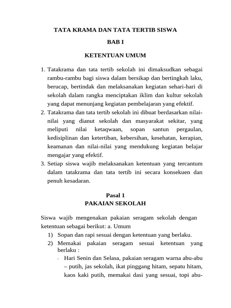 TATA KRAMA DAN TATA TERTIB SISWA | PDF TATA KRAMA DAN TATA TERTIB SISWA | PDF