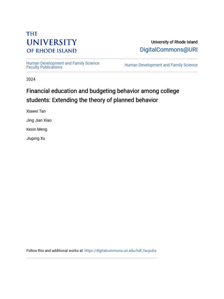 Financial Education and Budgeting Behavior Among College Students | PDF | Attitude (Psychology ...