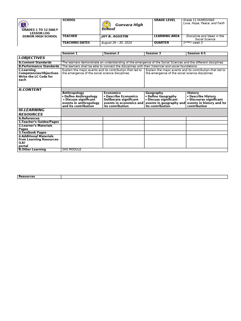 DLL DISS WK 3 | PDF | Educational Assessment | Concept