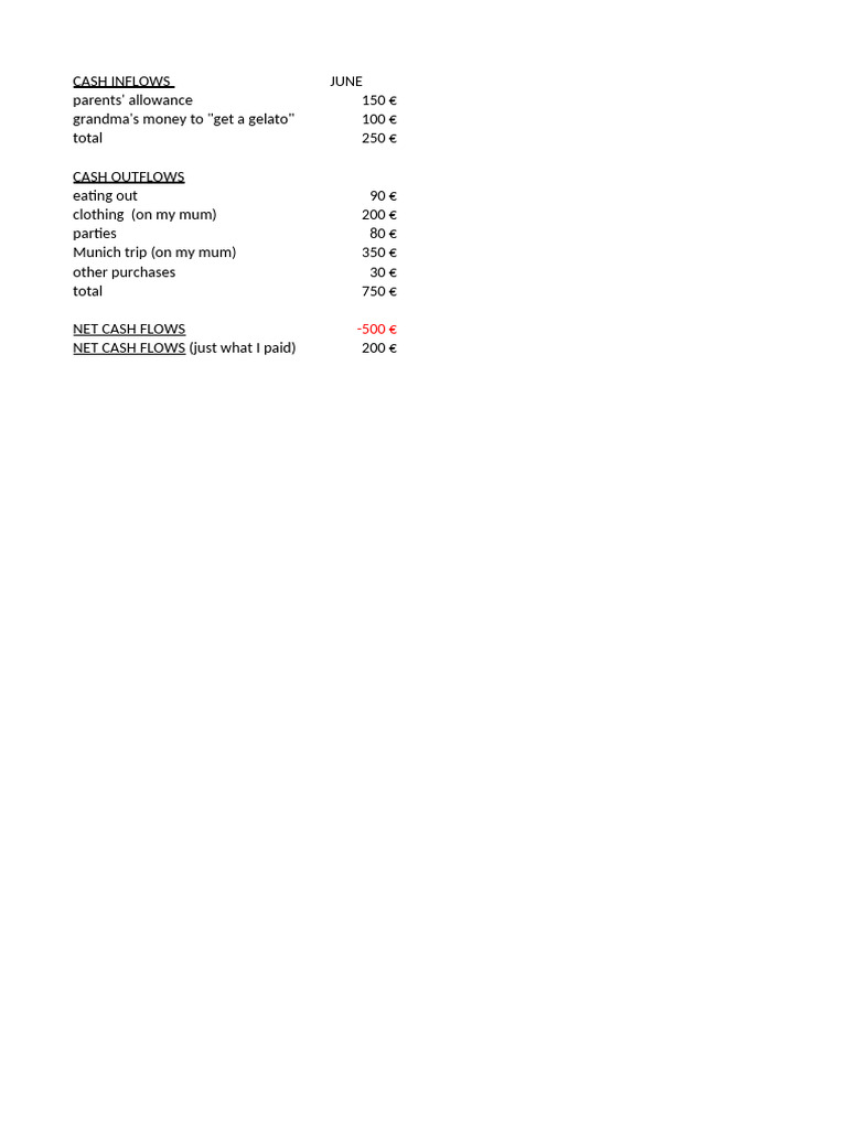 Personal Cash Flow Statement | PDF