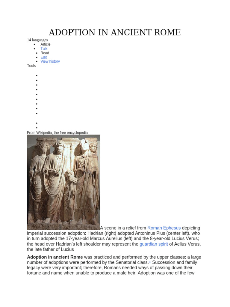 ADOPTION IN ANCIENT ROME | PDF | Ancient Romans | Greco Roman World