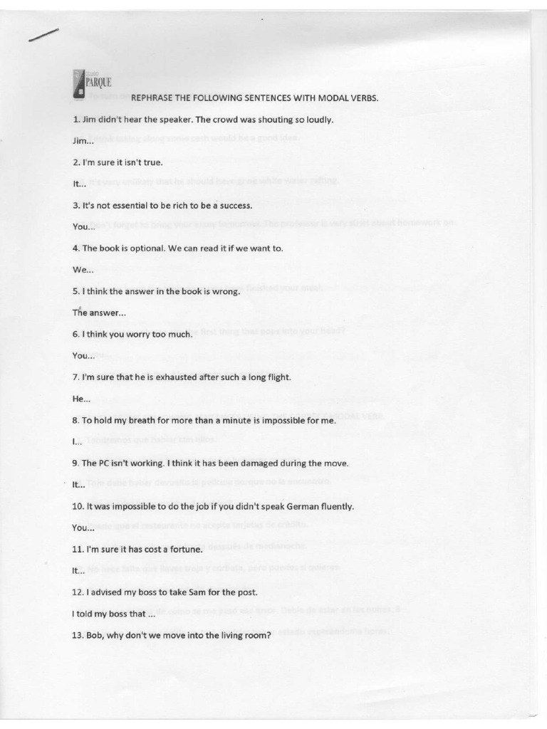 Modals Homework | PDF