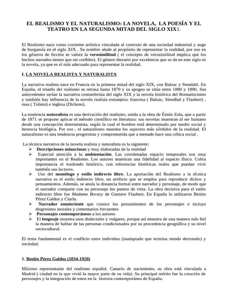NOVELA REALISTA Y NATURALISTA Nuevo | PDF | Realismo literario | Novelas