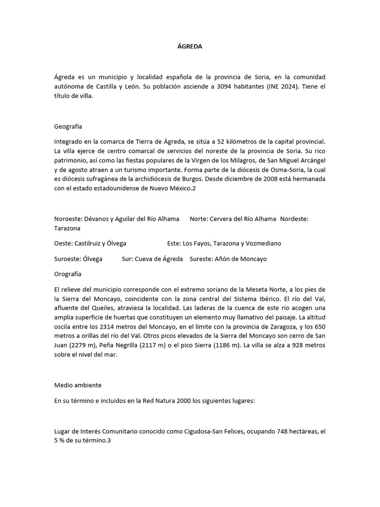 Ágreda: Historia y Geografía de Soria | PDF