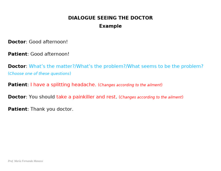 Dialogue Seeing the Doctor - Example | PDF