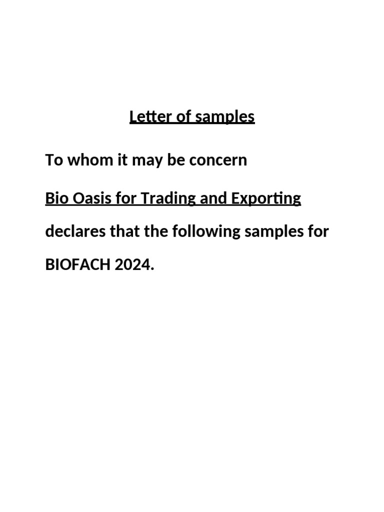 Letter of Samples | PDF