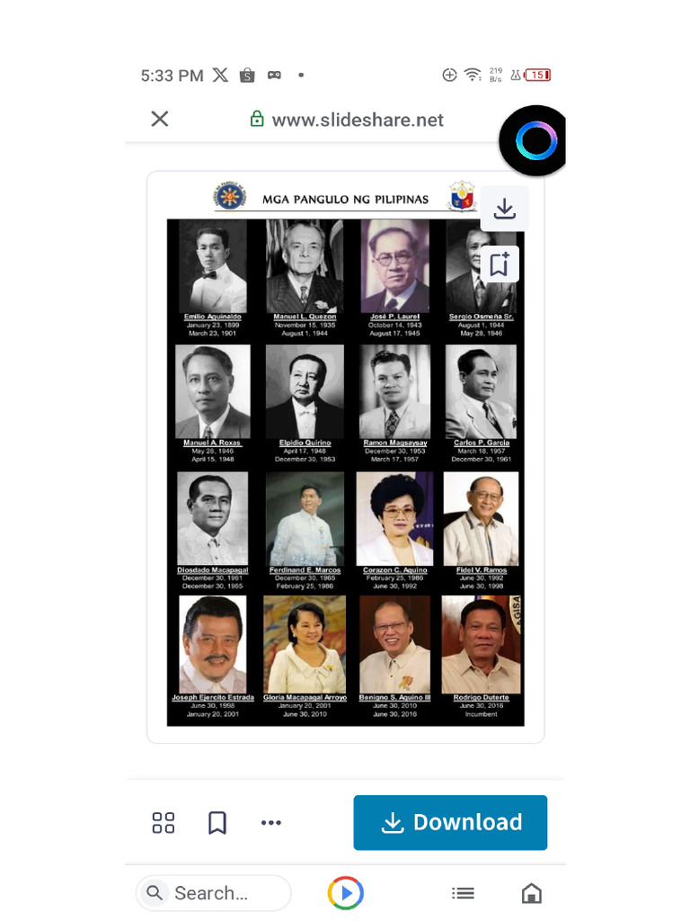 Mga Pangulo NG Pilipinas | PDF