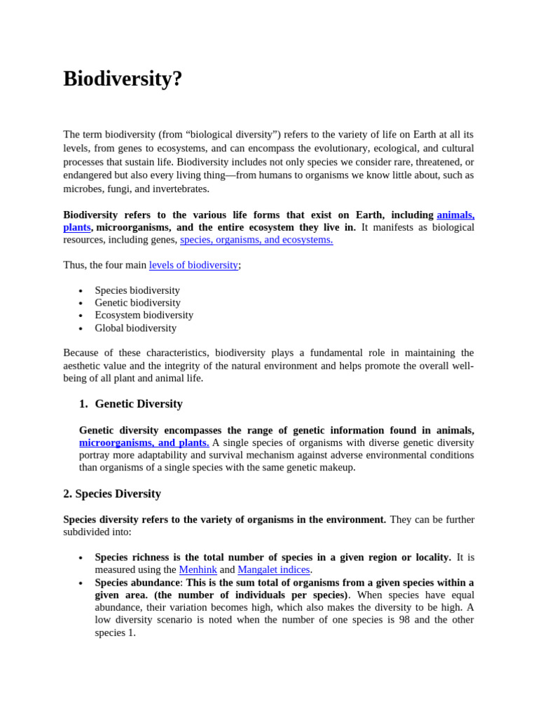 Bio 333 Conservation and Biodiversity | PDF | Agriculture ...