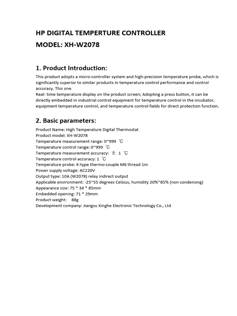 HIGH TEMPERATURE DIGITAL TEMPERATURE CONTROLLER | PDF | Thermostat | Celsius