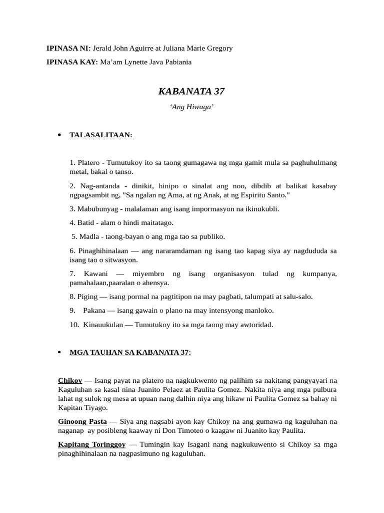 Filipino - Kabanata 37 | PDF