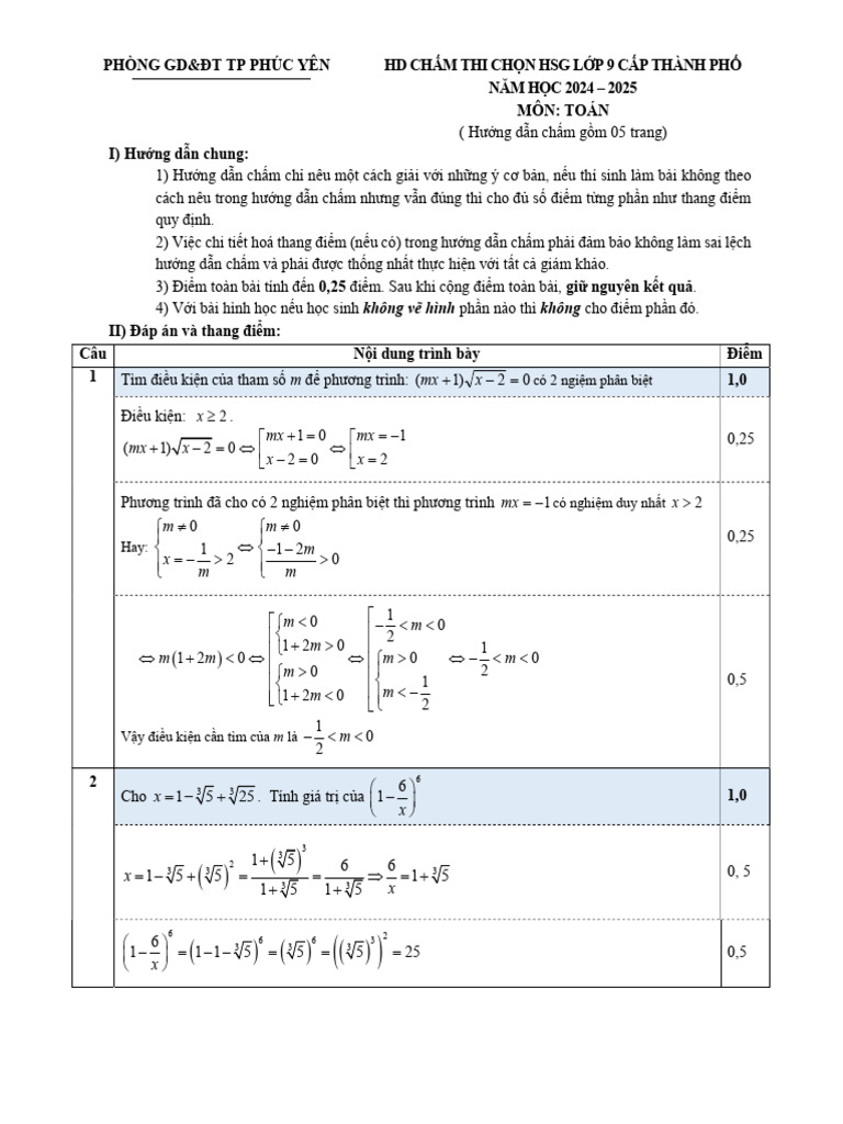 HDC Toán 9 - 24-25 | PDF