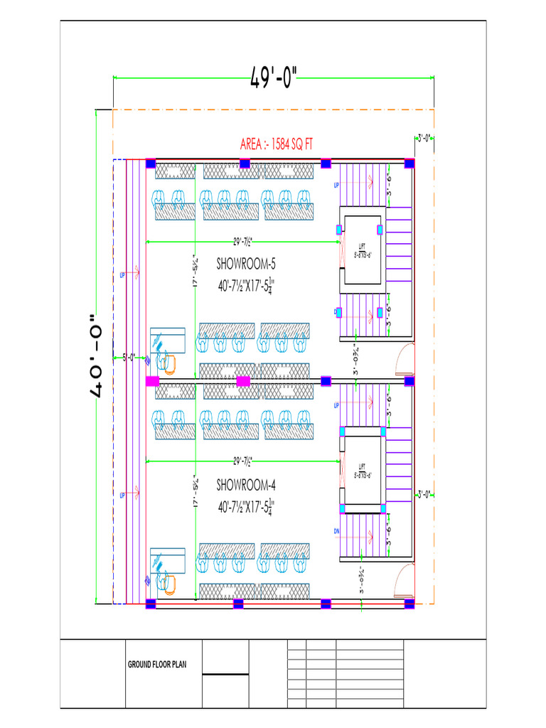 Ground Floor Area (50'X80') - Back Side Plan | PDF