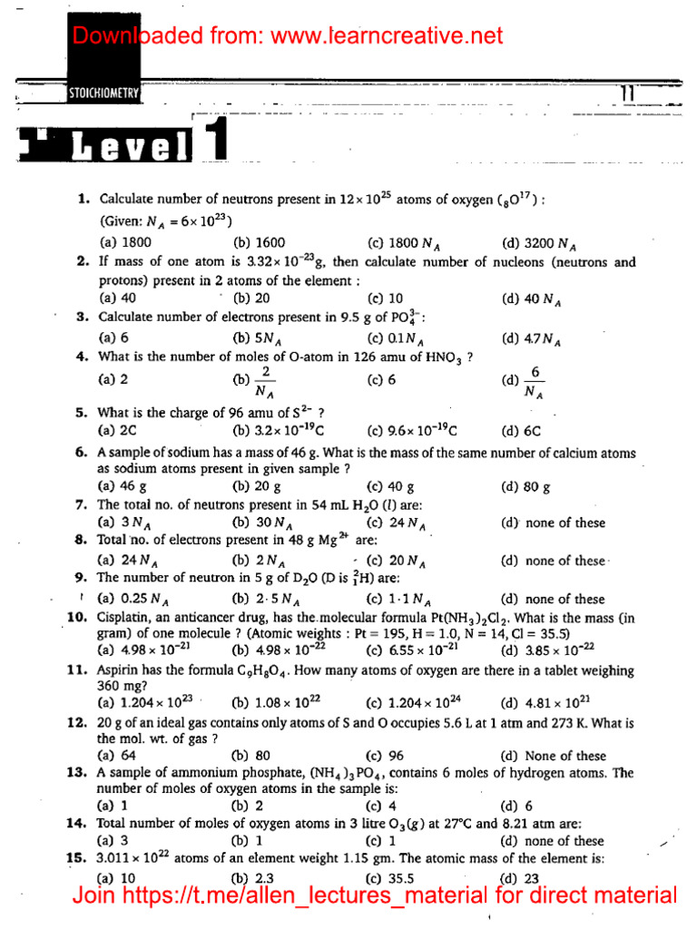 Mole Concept Questions | PDF