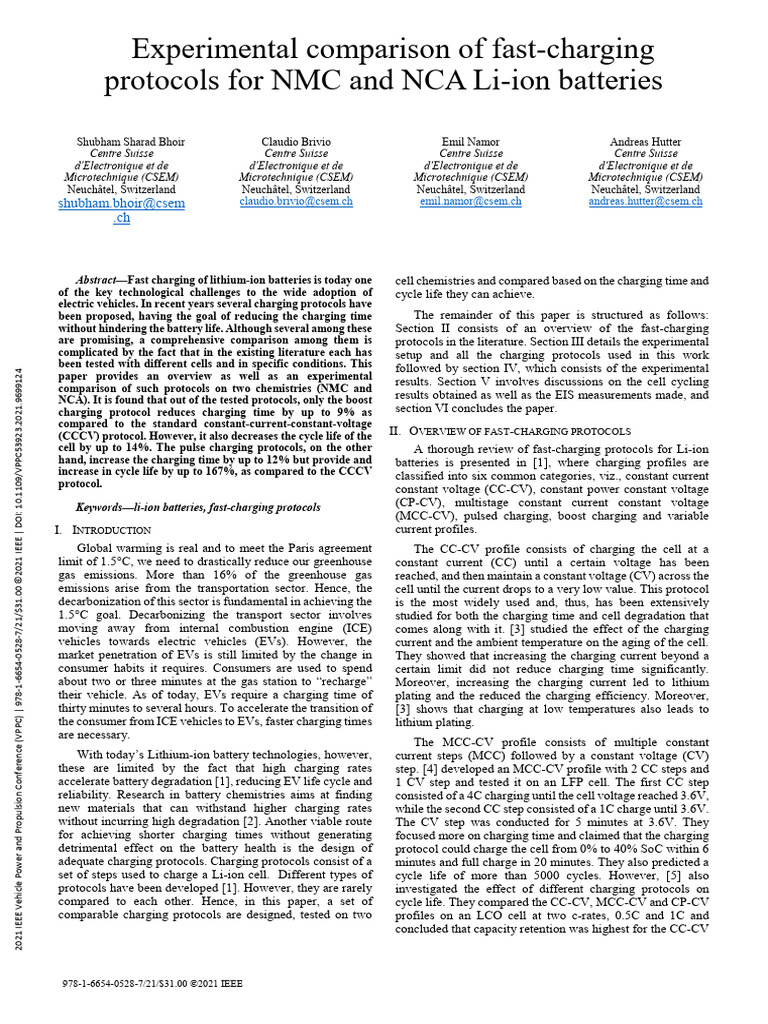 Experimental Comparison of Fast-Charging Protocols For NMC and NCA Li ...