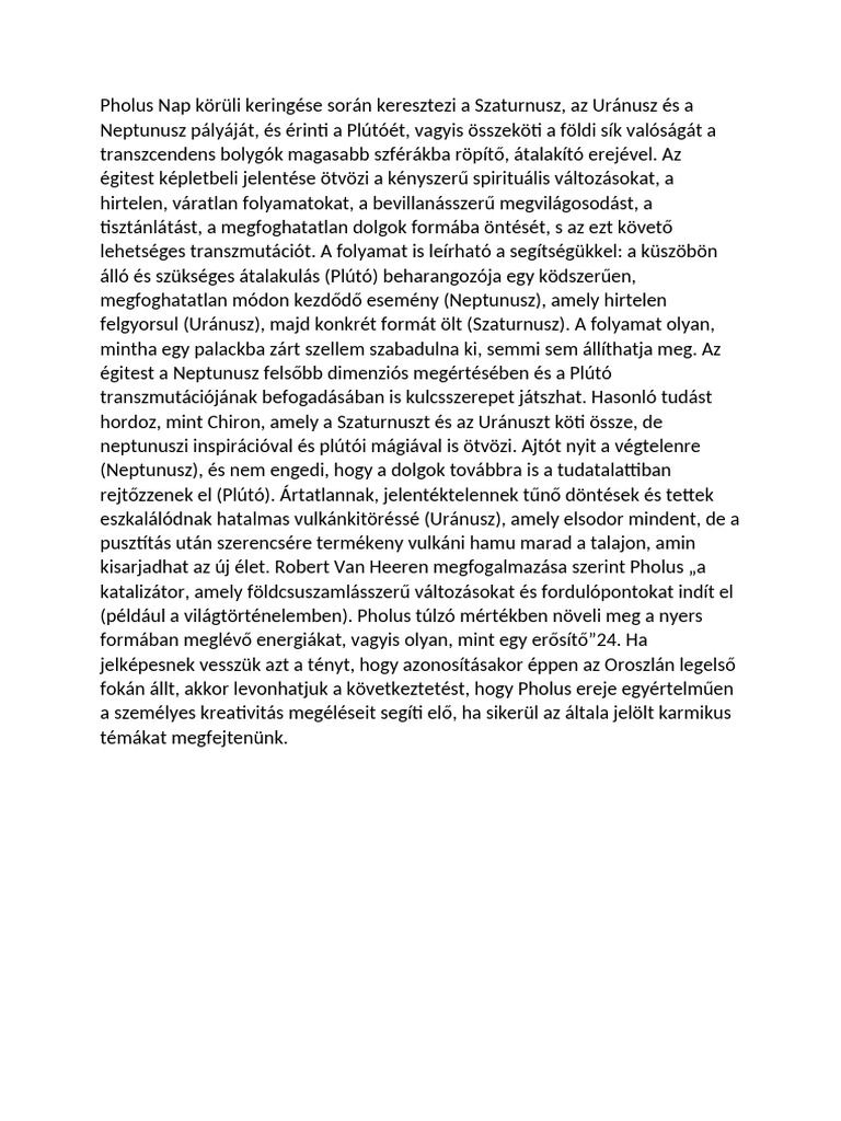 Pholus Nap Körüli Keringése | PDF