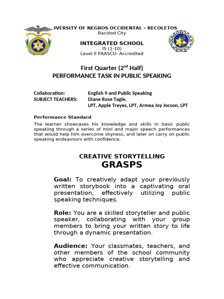 Public-Speaking-GRASP-Major-PERFORMANCE-TASK-IN-First-Quarter | PDF ...
