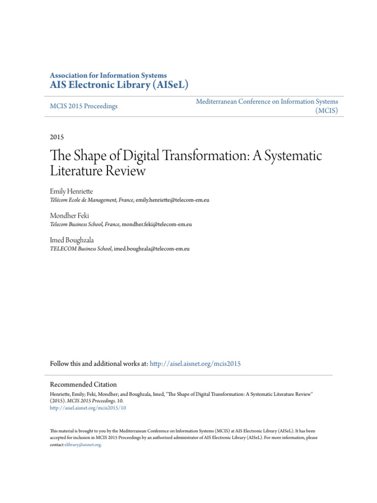 Digital Transformation Literature Review | PDF | Systematic Review ...