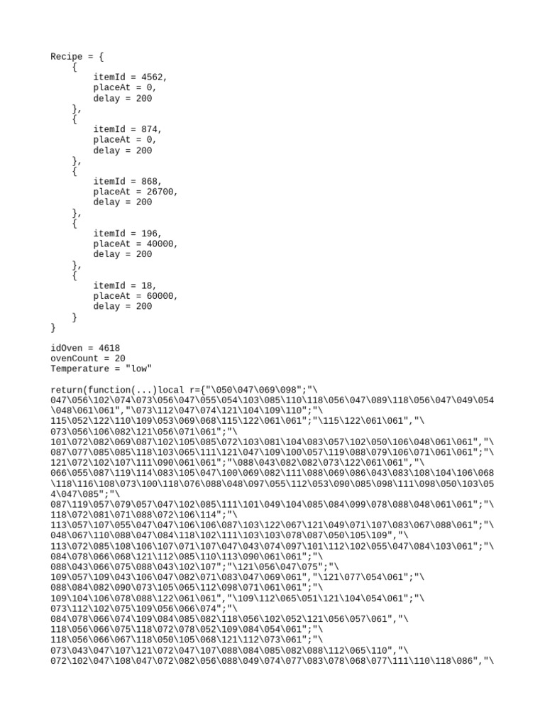 Custom Cook Free (Berry) .Lua | PDF | Food And Drink Preparation | Cooking