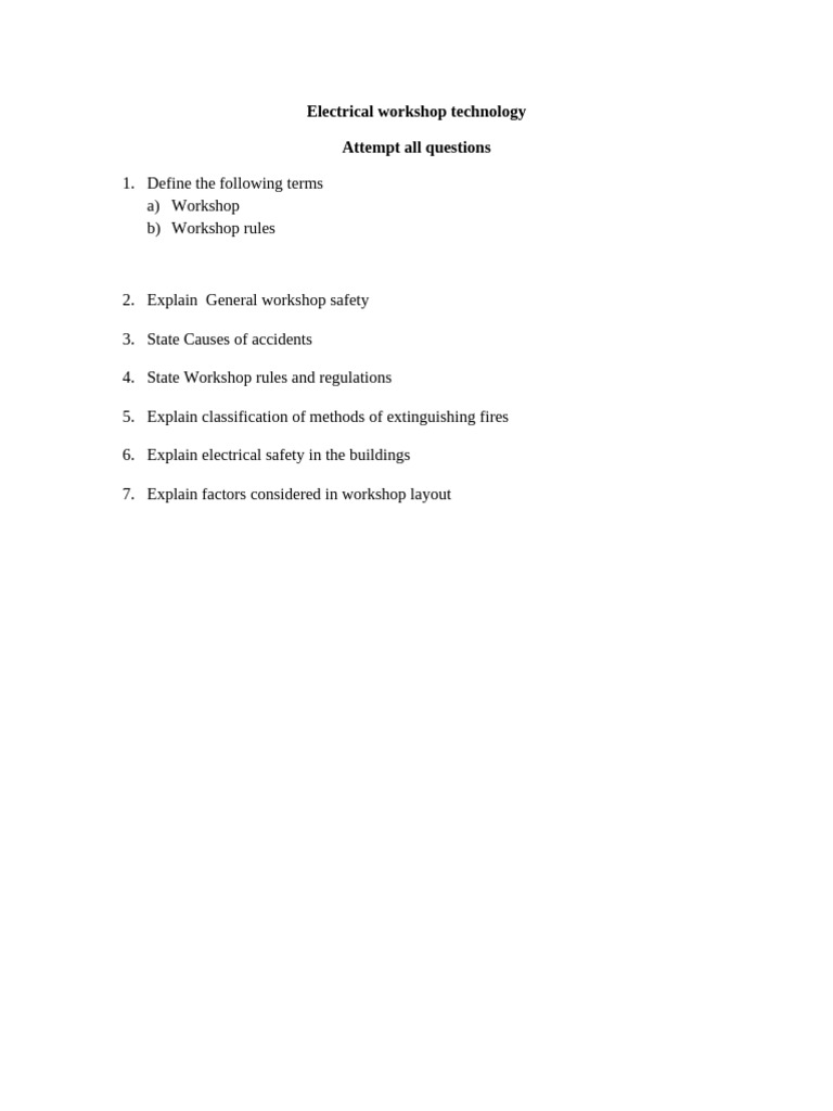 Electrical Workshop Safety and Layout Guide | PDF
