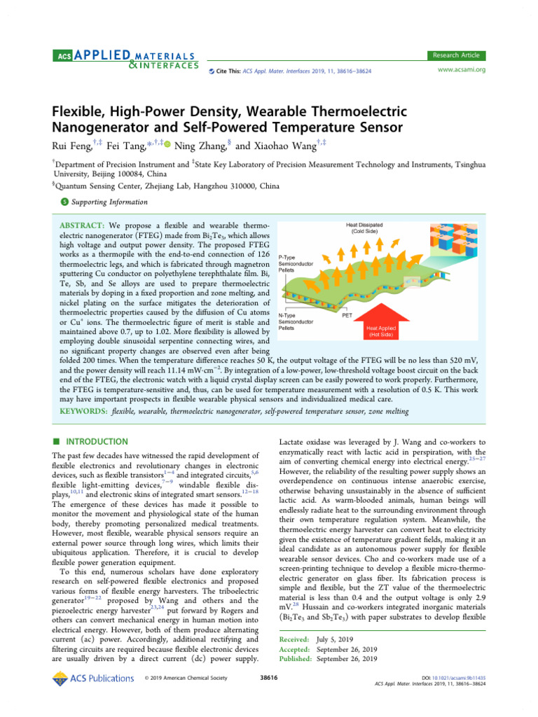 Wearable Thermoelectric Nanogenerator | PDF | Thermocouple | Energy ...