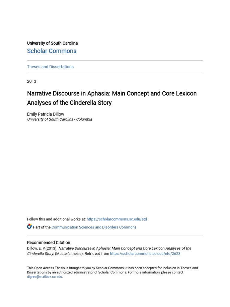 Narrative Discourse in Aphasia - Main Concept and Core Lexicon Ana ...