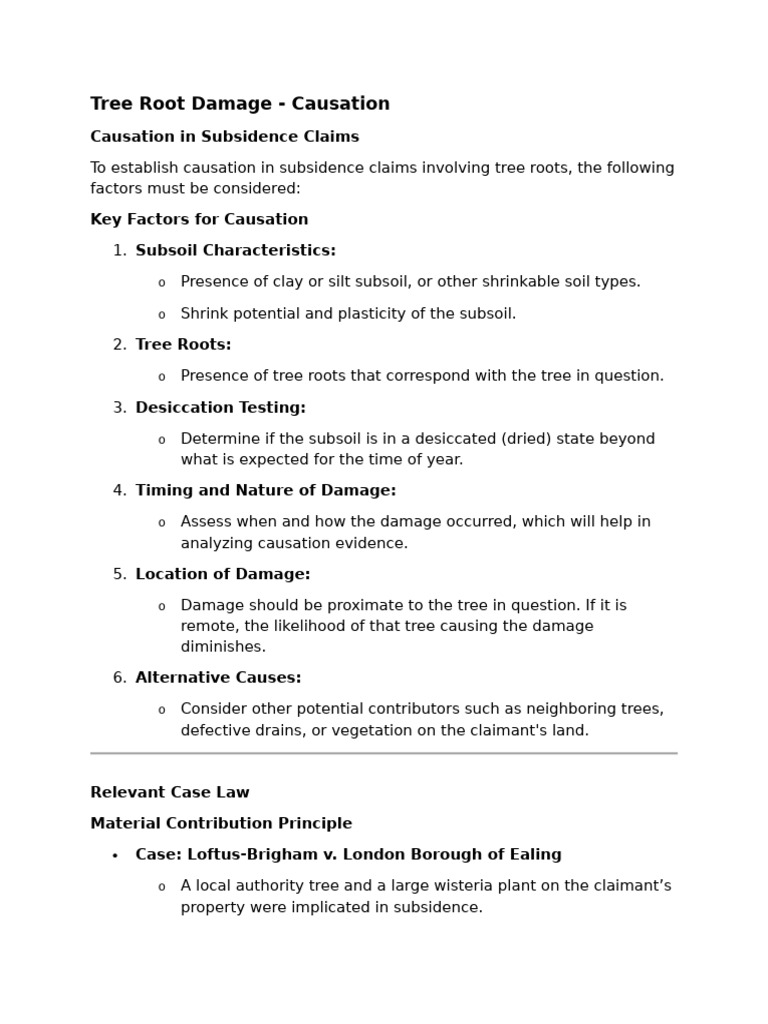 Tree Root Damage - Causation | PDF | Causation (Law) | Earth Sciences