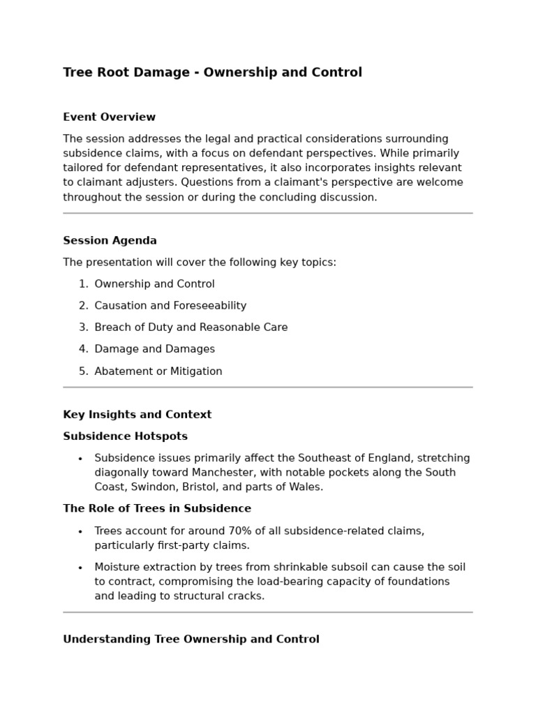 Tree Root Damage - Ownership and Control | PDF | Duty Of Care | Legal ...