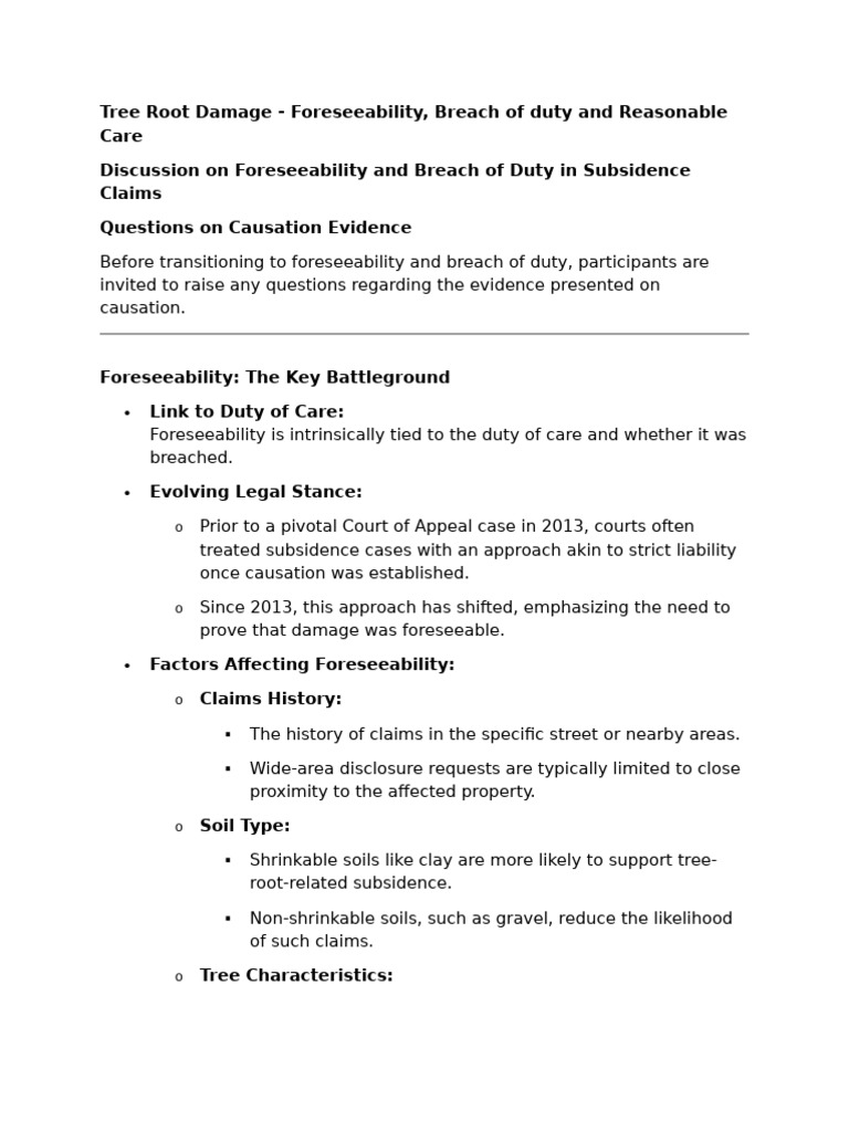 Tree Root Damage - Foreseeability, Breach of Duty and Reasonable Care ...