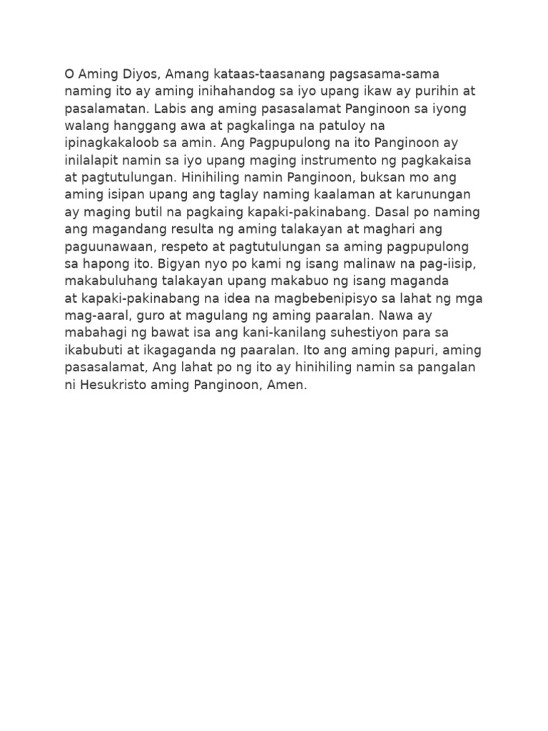 Dasal para Sa Pagpupulong | PDF