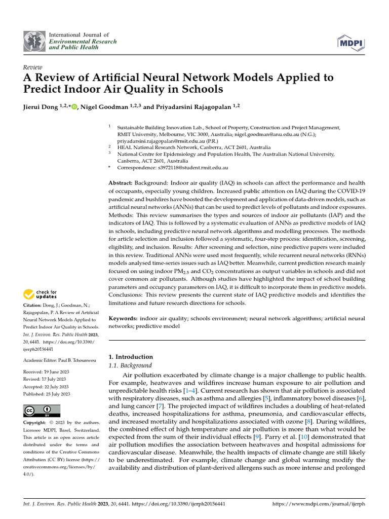 A Review of Artificial Neural Network Models Applied to Predict Indoor ...