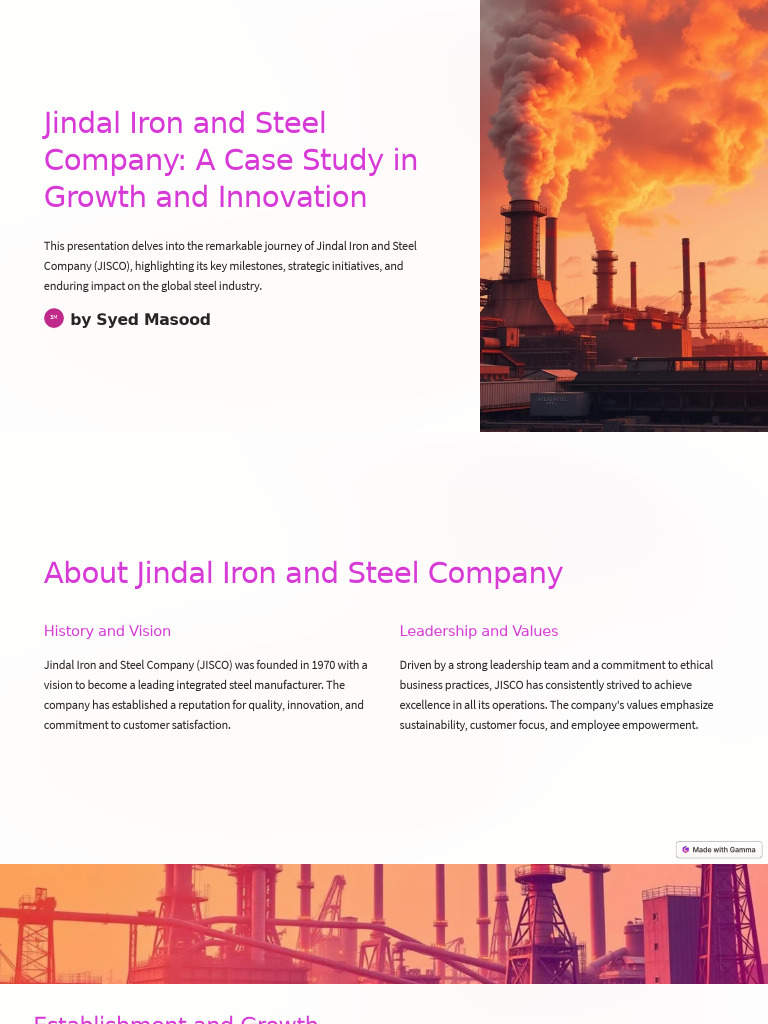 Jindal Iron and Steel Company A Case Study in Growth and Innovation ...
