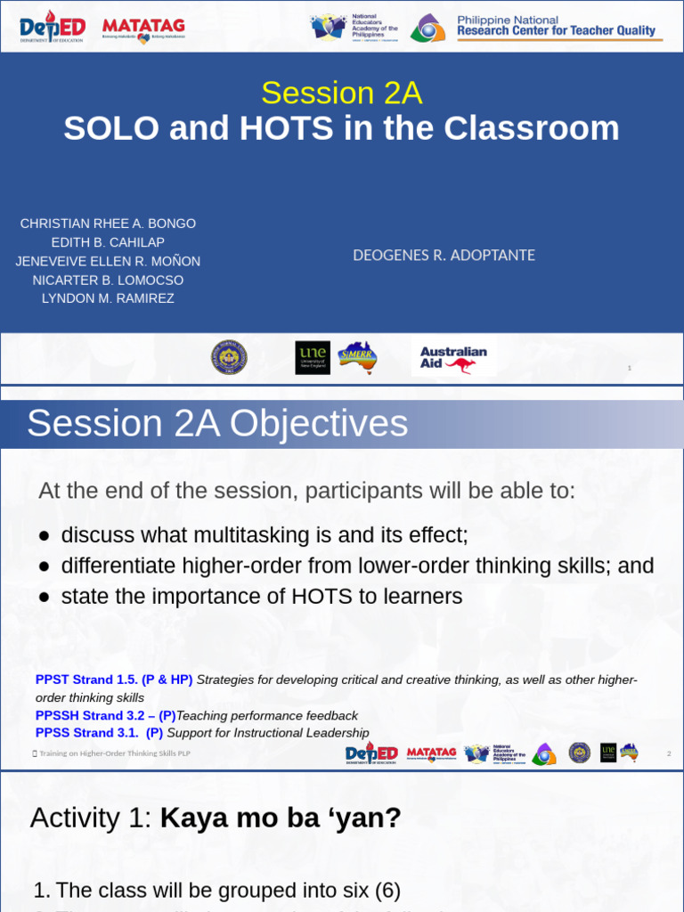 Science - Session 2a - SD - Solo and Hots in The Classroom 2 | PDF ...
