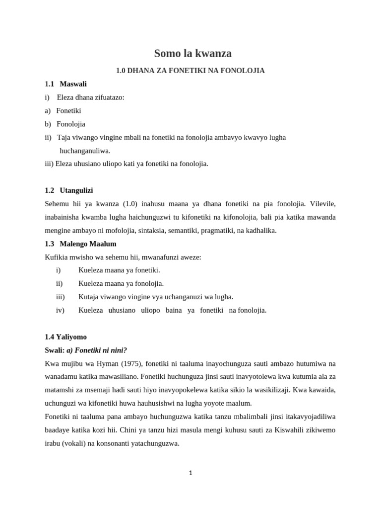 Fonetiki Na Fonolojia Notes - Doc - Edited | PDF