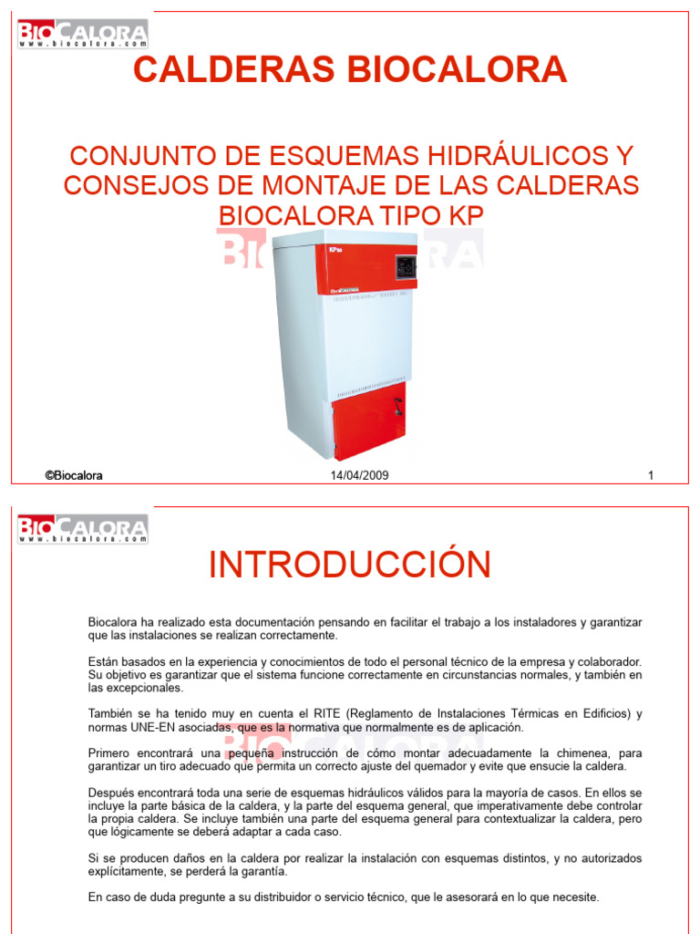 Esquema Hidraulico Montaje Caldera Pellets Deposito Inercia Ponast Biocalora KP | PDF ...