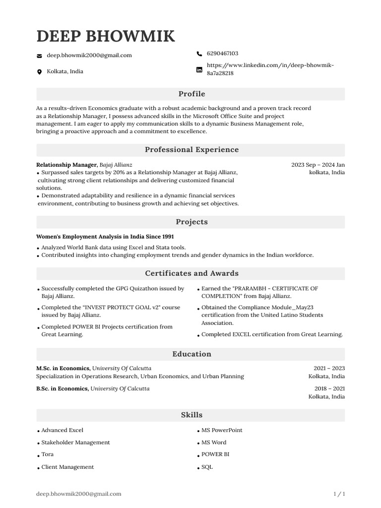 Cv of Deep Bhowmik | PDF